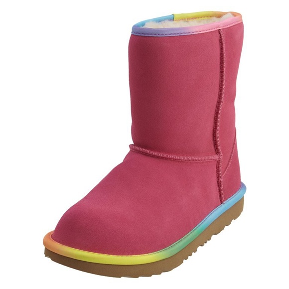 UGG | Shoes | Ugg Girls Rainbow Suede Shearling Boots Fuschia Pink ...